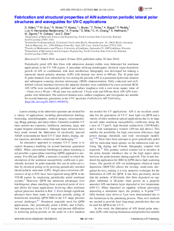 (PDF) Fabrication and structural properties of AlN submicron periodic ...