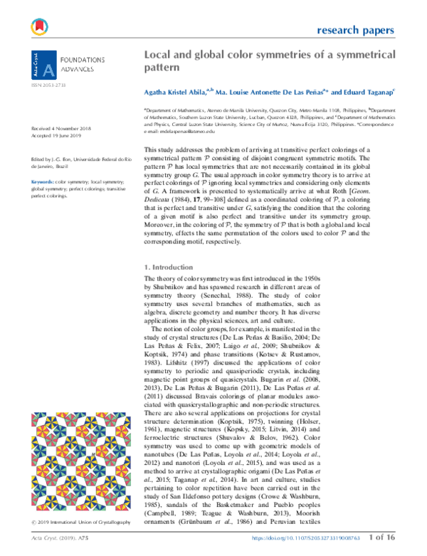 (PDF) Local and global color symmetries of a symmetrical pattern
