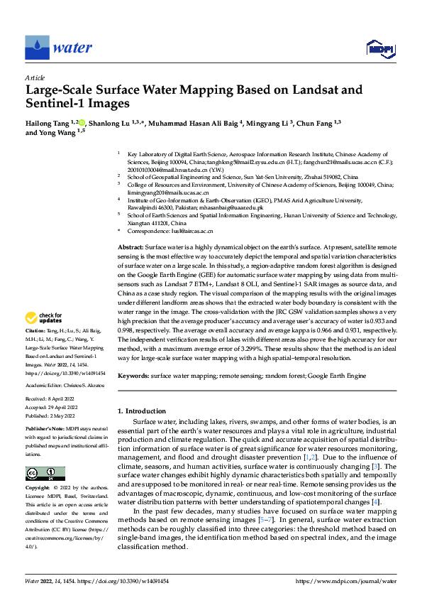 (PDF) Large-Scale Surface Water Mapping Based on Landsat and Sentinel-1 ...