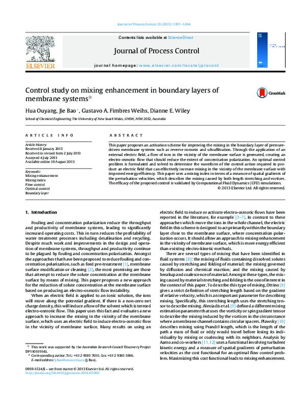 (PDF) Control study on mixing enhancement in boundary layers of membrane systems