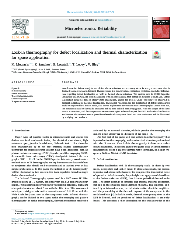 Pdf Lock In Thermography For Defect Localization And Thermal