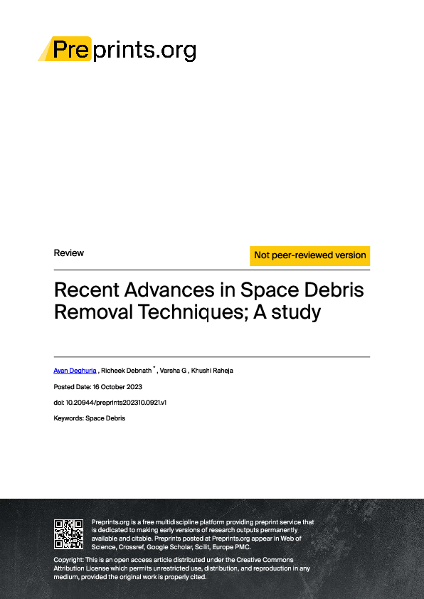 (PDF) Recent Advances in Space Debris Removal Techniques; A study