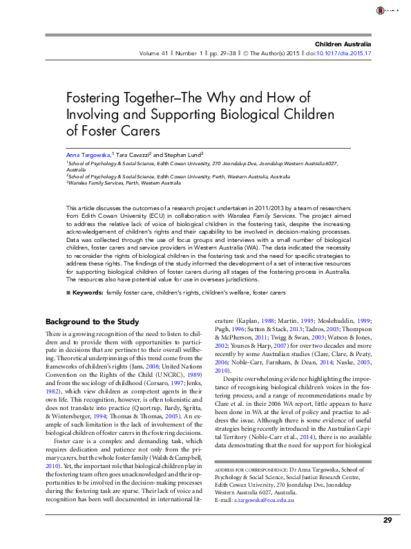 (PDF) Fostering Together–The Why and How of Involving and Supporting ...