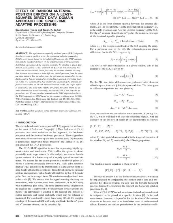 (PDF) Effect of random antenna-position errors on a least-squares direct data domain approach ...