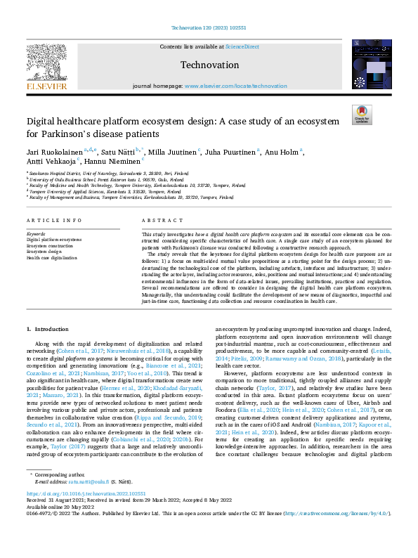 (PDF) Digital healthcare platform ecosystem design: A case study of an ...