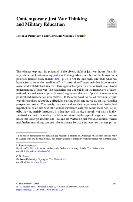 (PDF) Contemporary Just War Thinking and Military Education