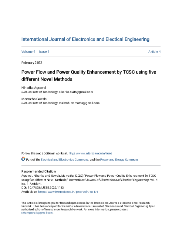 (PDF) Power Flow and Power Quality Enhancement by TCSC using five ...
