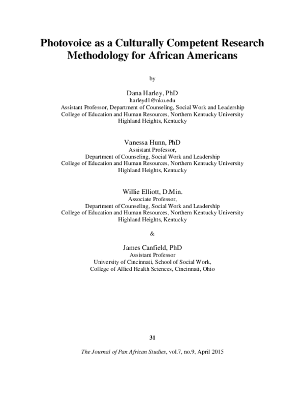 (PDF) Photovoice as a Culturally Competent Research Methodology for ...