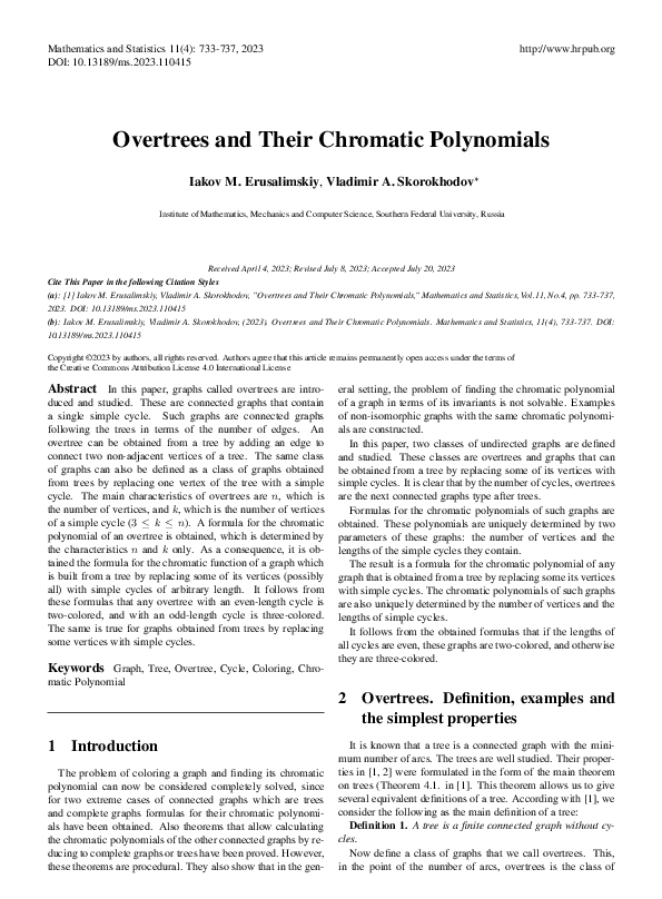 Pdf Overtrees And Their Chromatic Polynomials