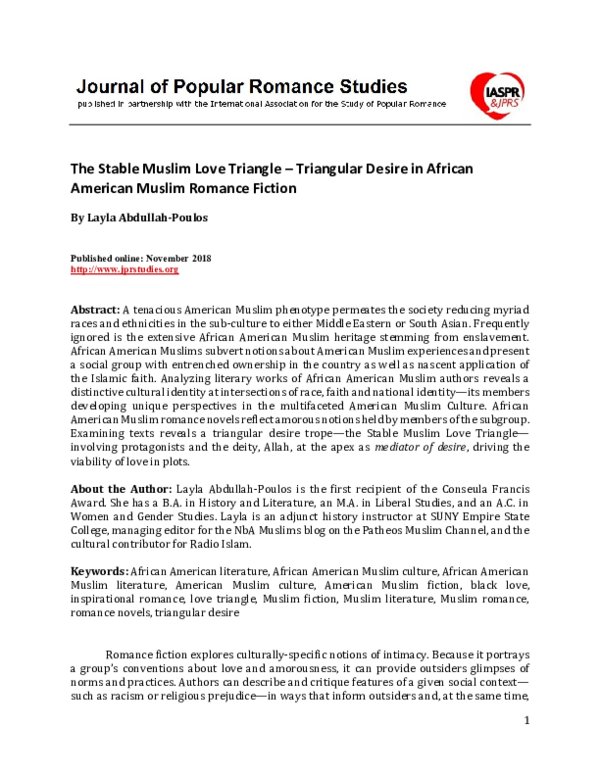 (PDF) The Stable Muslim Love Triangle – Triangular Desire in African ...