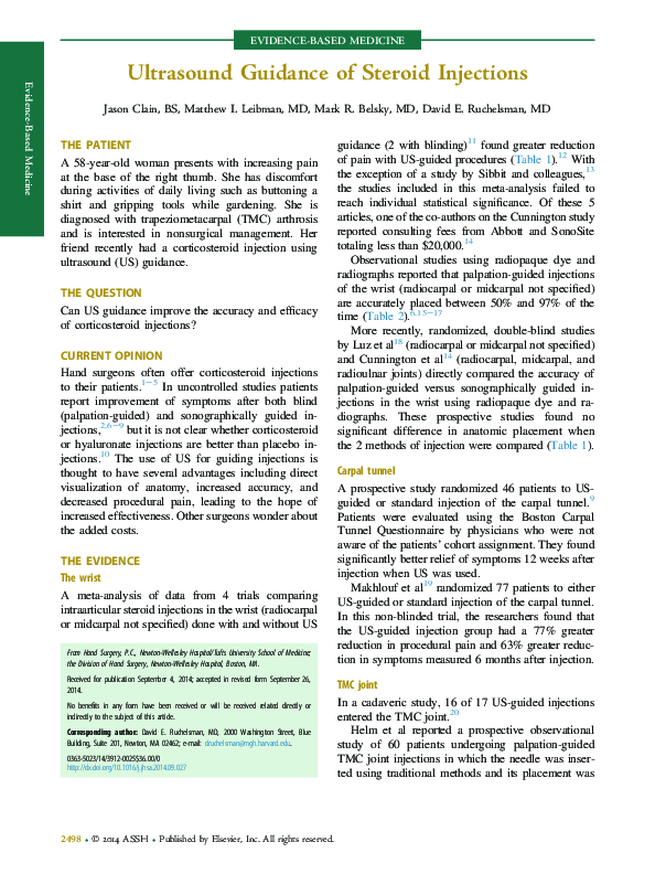 (PDF) Ultrasound Guidance of Steroid Injections