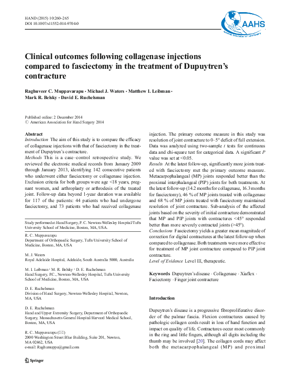 (PDF) Efficacy of Injectable Collagenase in the Treatment of Dupuytren ...