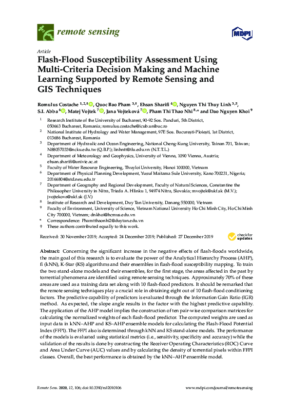 (PDF) Flash-Flood Susceptibility Assessment Using Multi-Criteria Decision Making and Machine ...