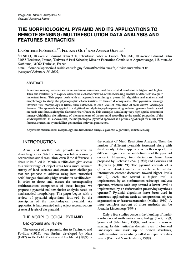(PDF) The Morphological Pyramid and Its Applications to Remote Sensing: Multiresolution Data ...