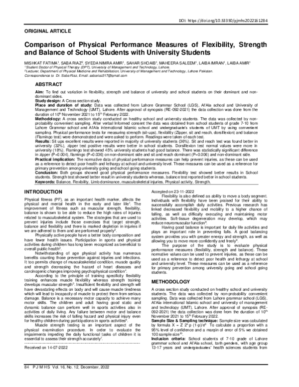 (PDF) Comparison of Physical Performance Measures of Flexibility ...