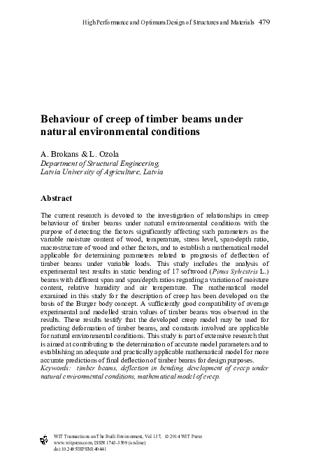 (PDF) Behaviour of creep of timber beams under natural environmental ...