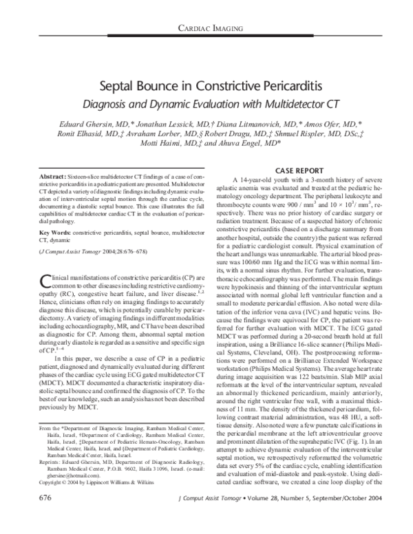 (PDF) Septal Bounce in Constrictive Pericarditis