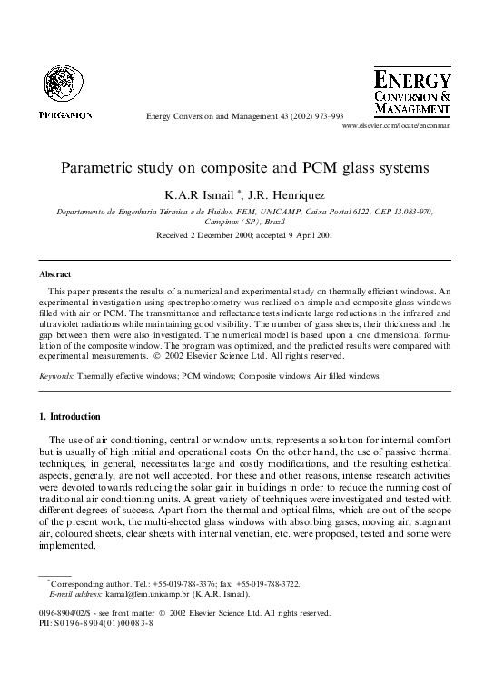 (PDF) Parametric study on composite and PCM glass systems