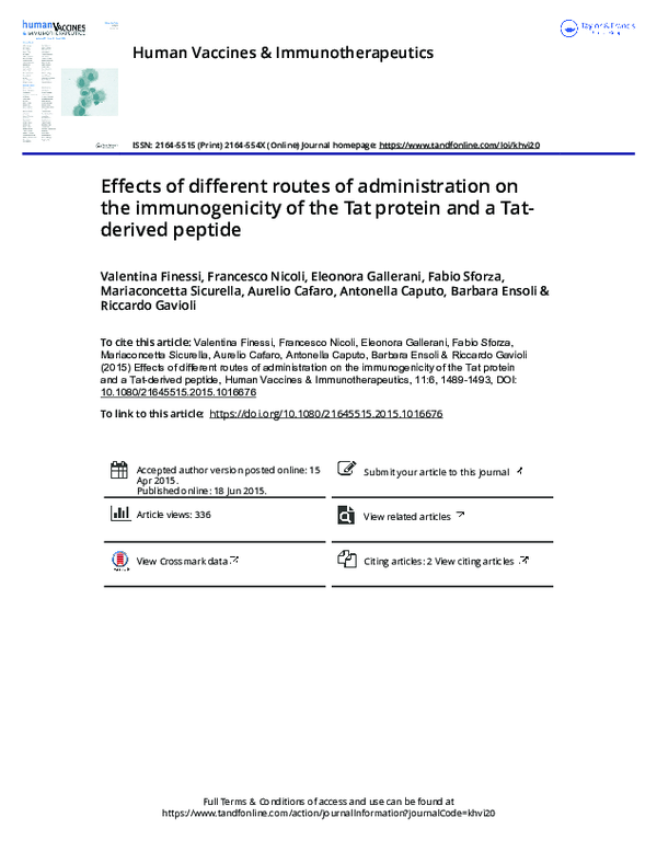 (PDF) Effects of different routes of administration on the ...