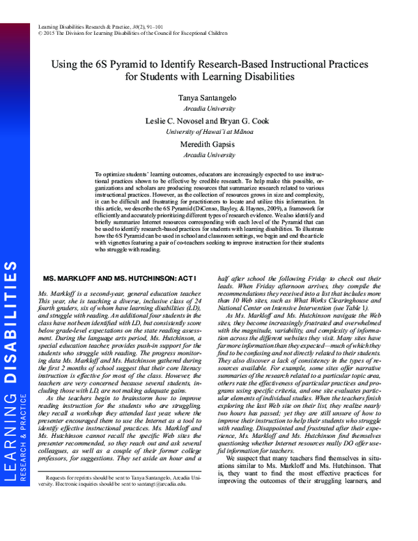 (PDF) Using the 6S Pyramid to Identify Research-Based Instructional ...