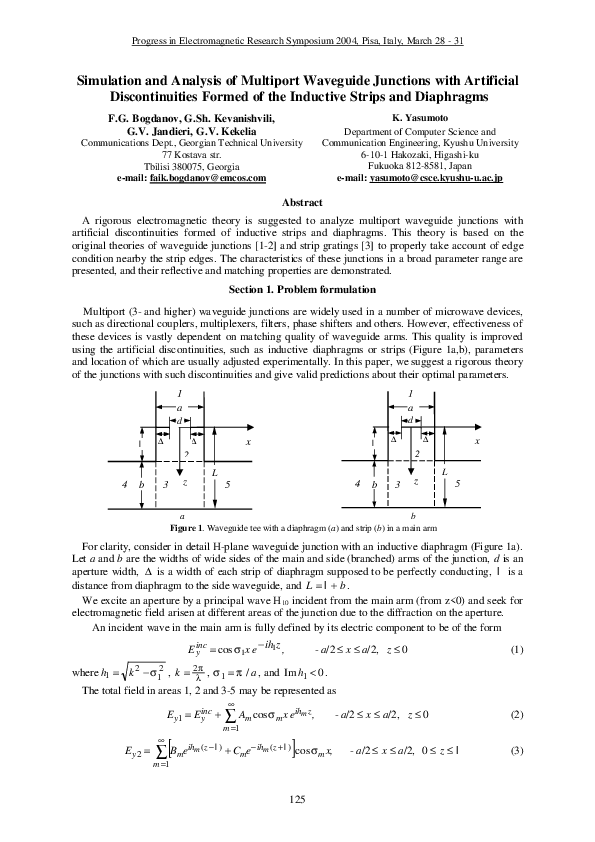 Pdf Simulation And Analysis Of Multiport Waveguide Junctions With Artificial Discontinuities