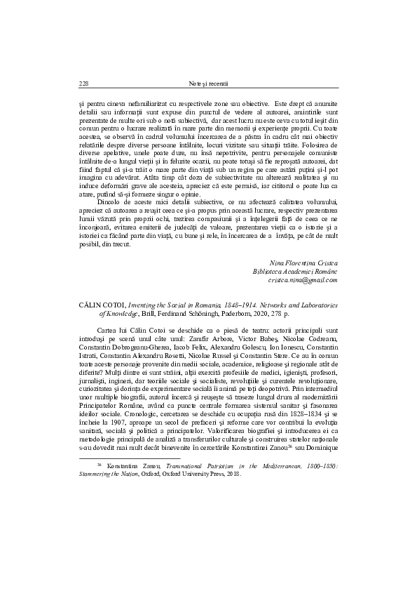 (PDF) Prezentare carte: Calin Cotoi, Inventing the Social