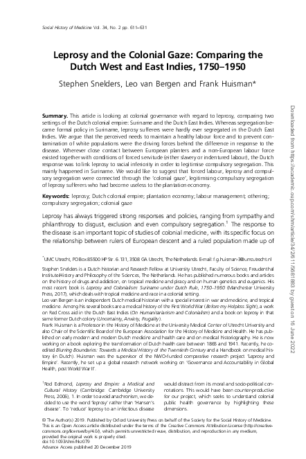 (PDF) Leprosy and the Colonial Gaze: Comparing the Dutch West and East ...