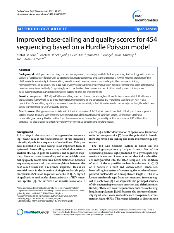 (PDF) HPCall: Enhanced Base-Calling for 454 Sequencing