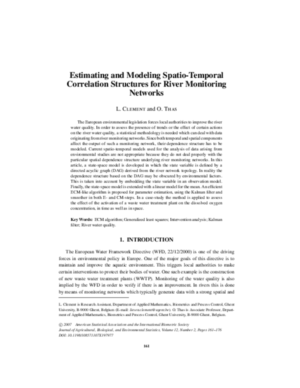 (PDF) Estimating and modeling spatio-temporal correlation structures for river monitoring networks