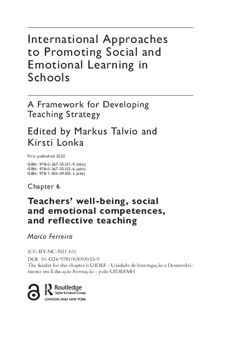 (PDF) Teachers' well-being, social and emotional competences, and ...