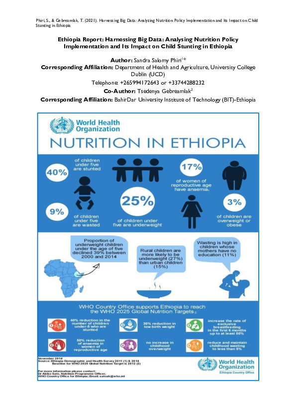 (PDF) Ethiopia Report: Harnessing Big Data: Analysing Nutrition Policy Implementation and Its ...