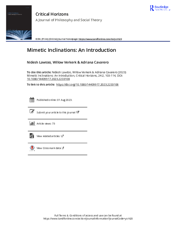(PDF) Mimetic Inclinations: An Introduction