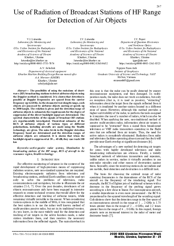 (PDF) Use of Radiation of Broadcast Stations of HF Range for Detection ...