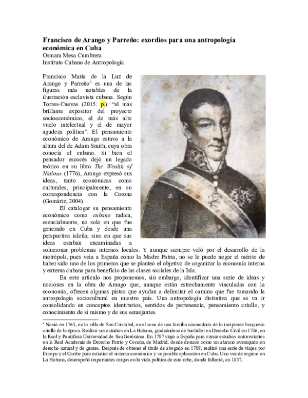 (DOC) Francisco de Arango y Parreño: exordios para una antropología ...