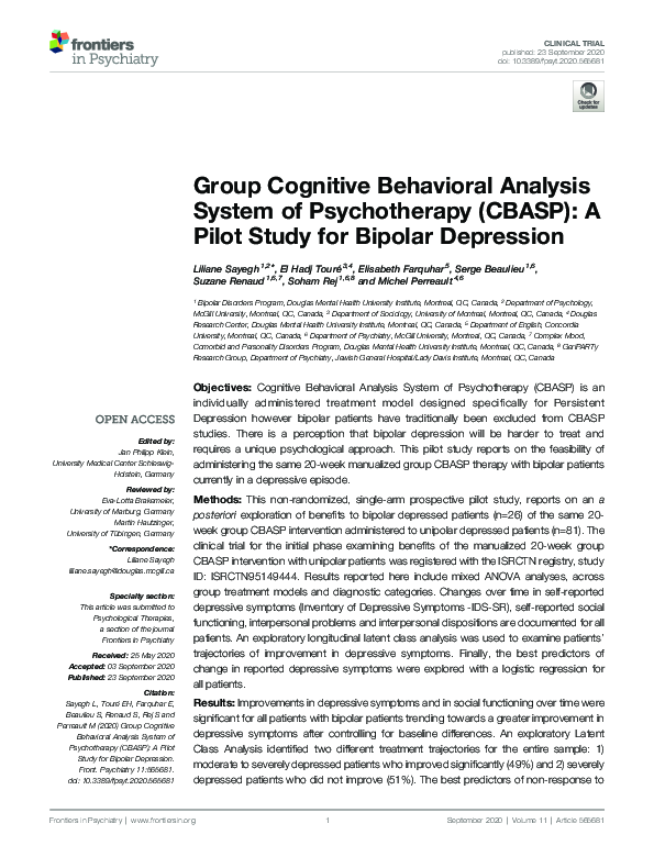 (PDF) Group Cognitive Behavioral Analysis System of Psychotherapy ...