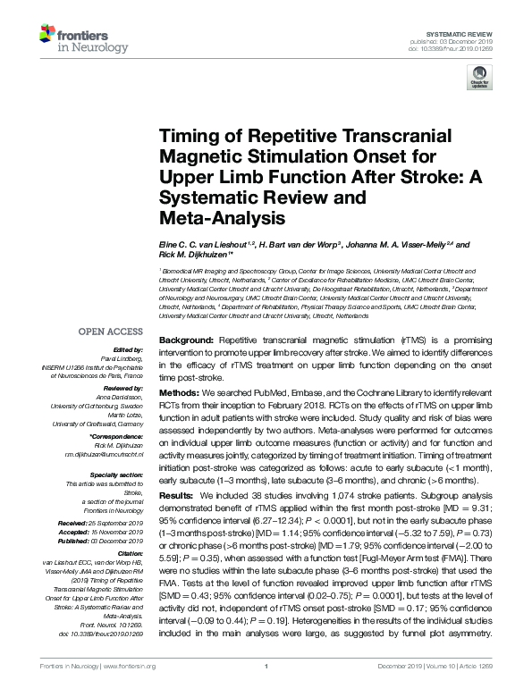 (PDF) Timing of Repetitive Transcranial Magnetic Stimulation Onset for Upper Limb Function After ...