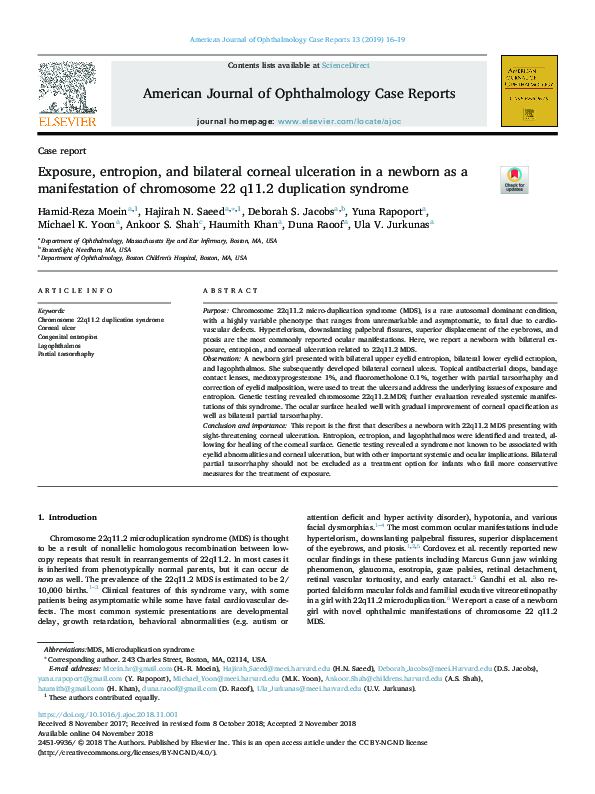 (PDF) Exposure, entropion, and bilateral corneal ulceration in a ...