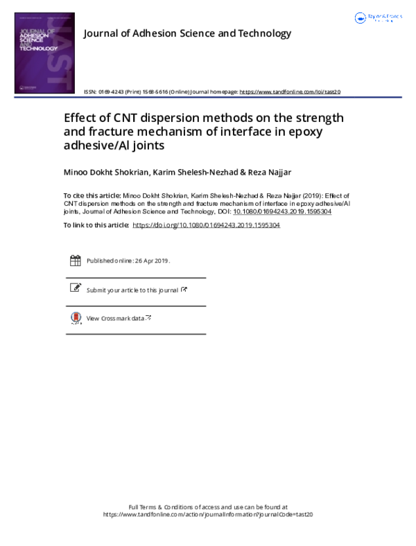 (PDF) Effect of CNT dispersion methods on the strength and fracture ...