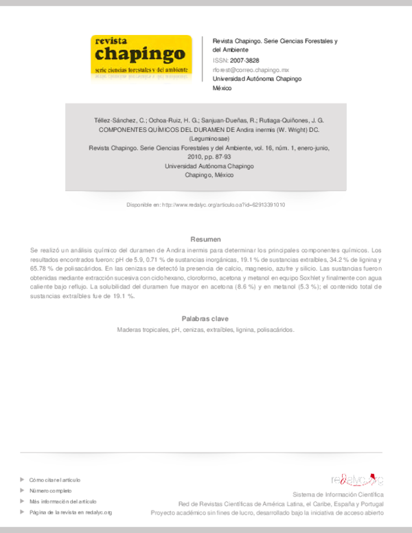 (PDF) COMPONENTES QUÍMICOS DEL DURAMEN DE Andira inermis (W. Wright) DC ...