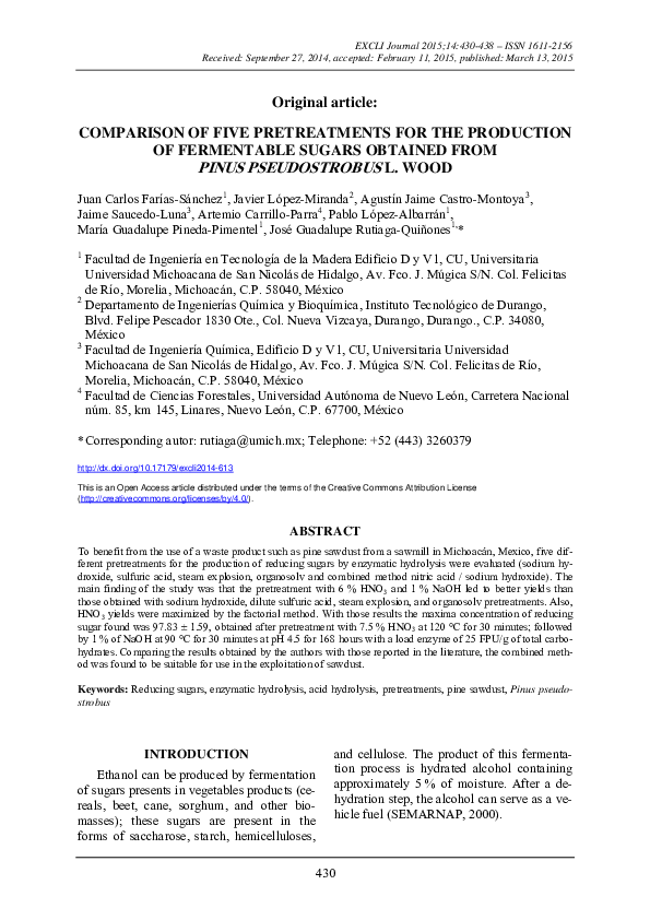 (PDF) Comparison of five pretreatments for the production of ...