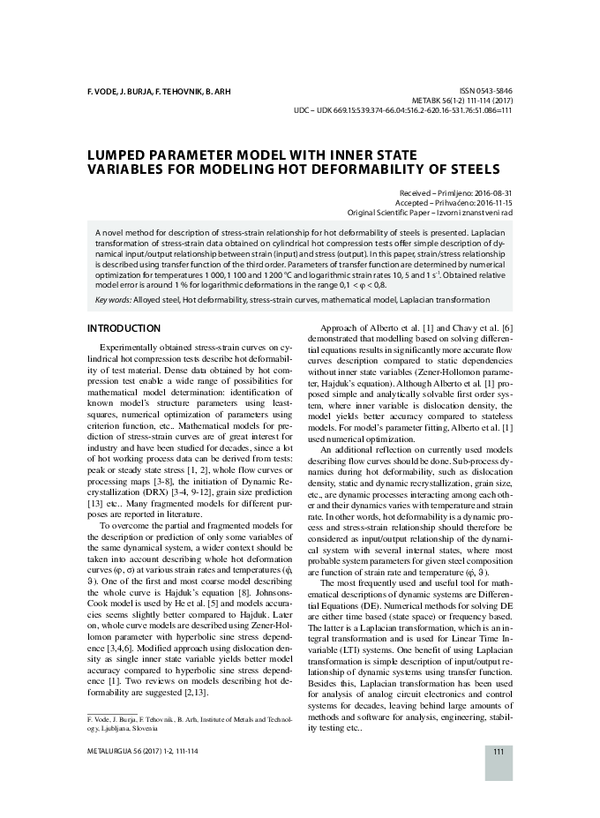 (PDF) Lumped parameter model with inner state variables for modeling ...