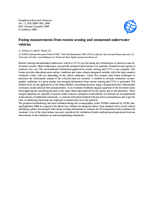 (PDF) Fusing measurements from remote sensing and unmanned underwater ...