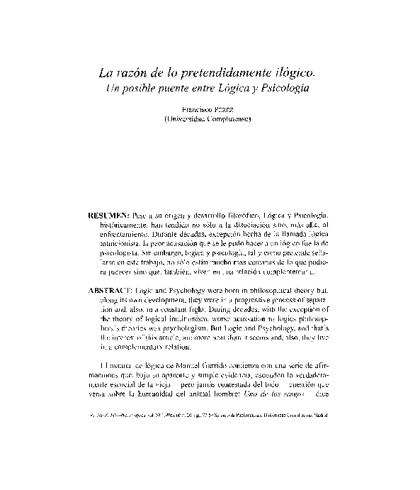 (PDF) La razón de lo pretendidamente ilógico. Un posible puente entre ...