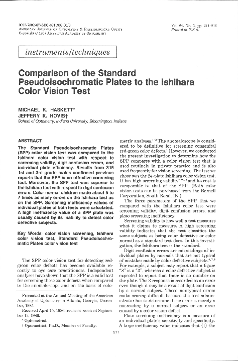 (PDF) Comparison of the standard pseudoisochromatic plates--Parts 1 and ...