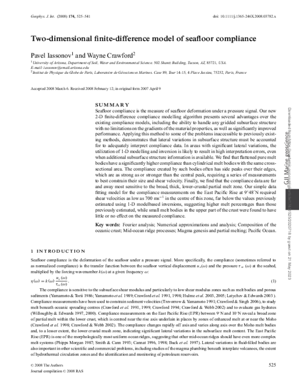 (PDF) Two-dimensional finite-difference model of seafloor compliance