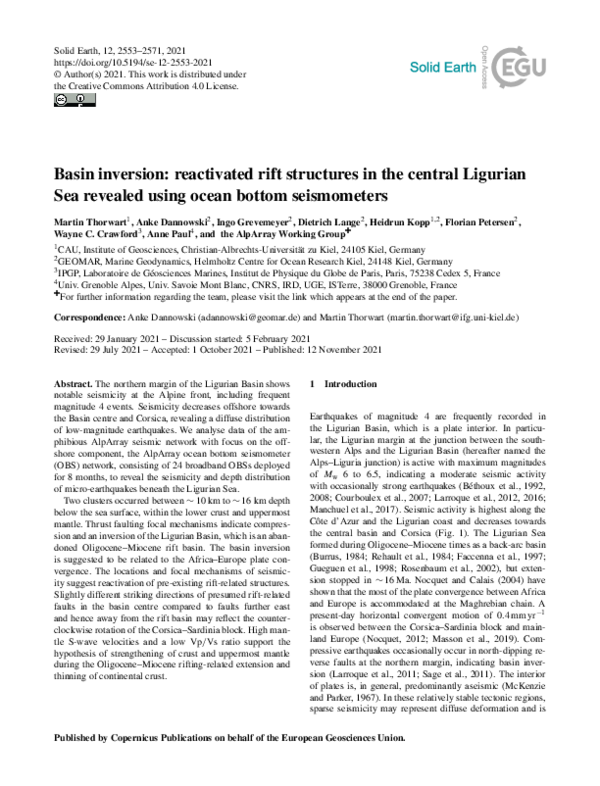 (PDF) Basin inversion: Reactivated rift structures in the Ligurian Sea ...