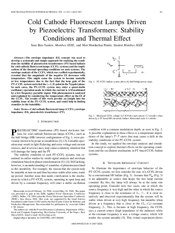(PDF) Stability of Cold Cathode Fluorescent Lamps Driven by ...