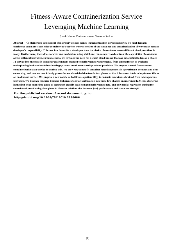(PDF) Fitness-Aware Containerization Service Leveraging Machine Learning
