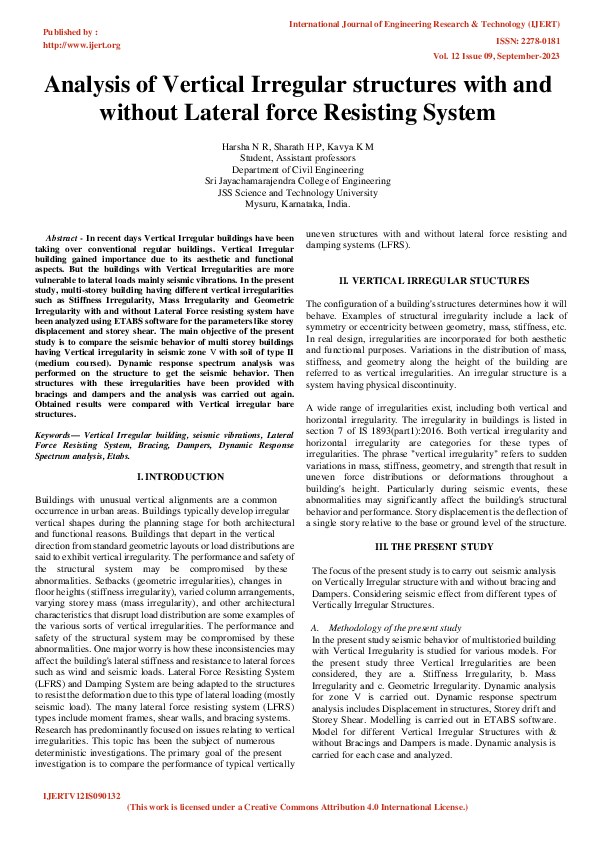 (PDF) Analysis of Vertical Irregular structures with and without Lateral force Resisting System