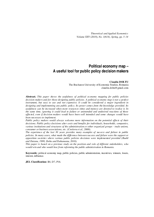 (PDF) Political economy map – A useful tool for public policy decision ...